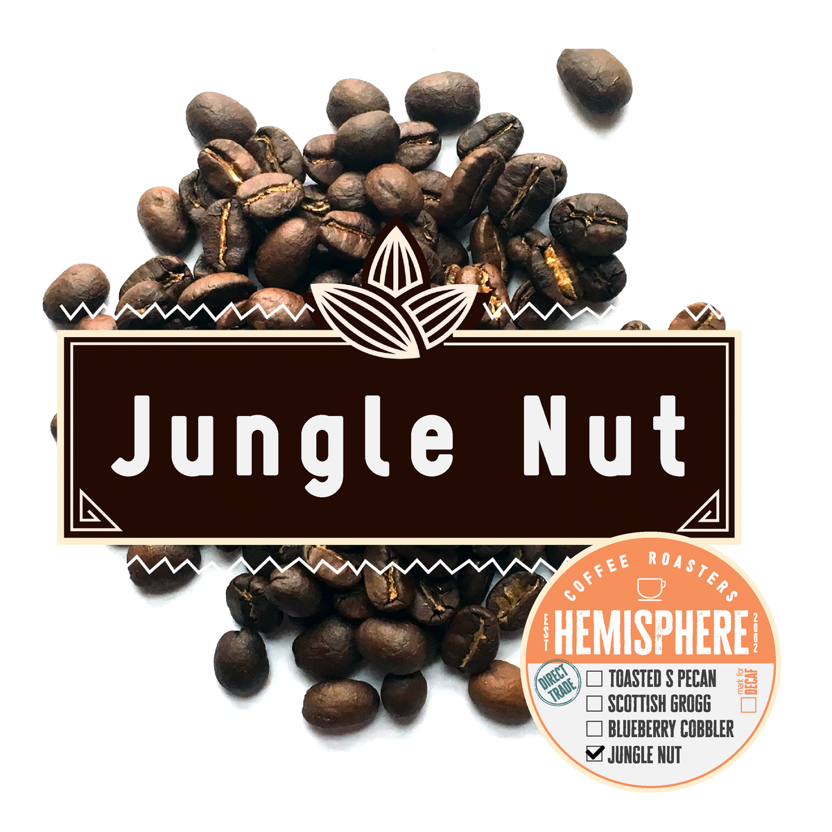 Single Cup Pods- Jungle Nut – Hemisphere Coffee Roasters