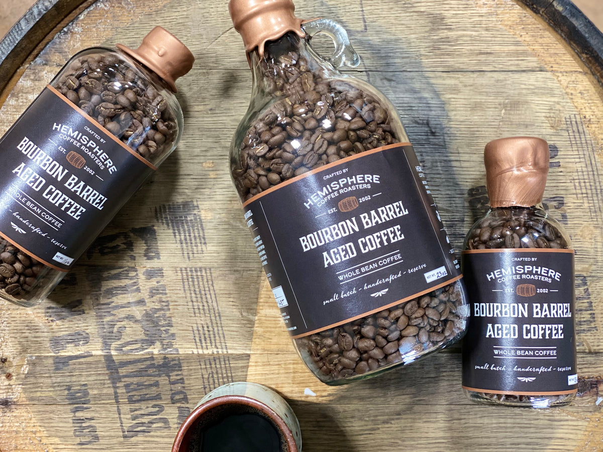 Bourbon Barrel-Aged Coffee | 5.5oz bottle – Hemisphere Coffee Roasters